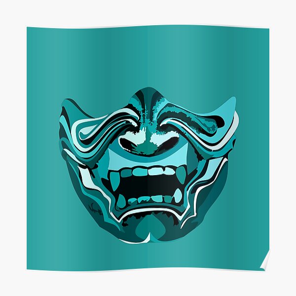 "Light blue shogun mask" Poster for Sale by BLUEiceberg | Redbubble
