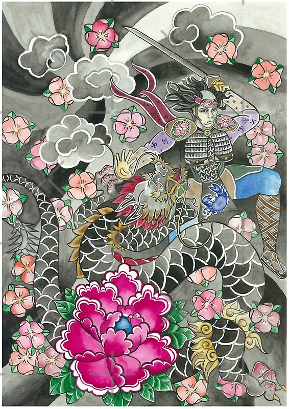 "Samurai and Dragon" by Declan TIGER | Redbubble
