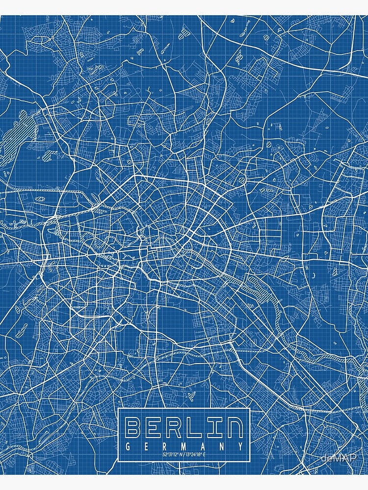 "Berlin City Map of Germany - Blueprint" Poster for Sale by deMAP ...