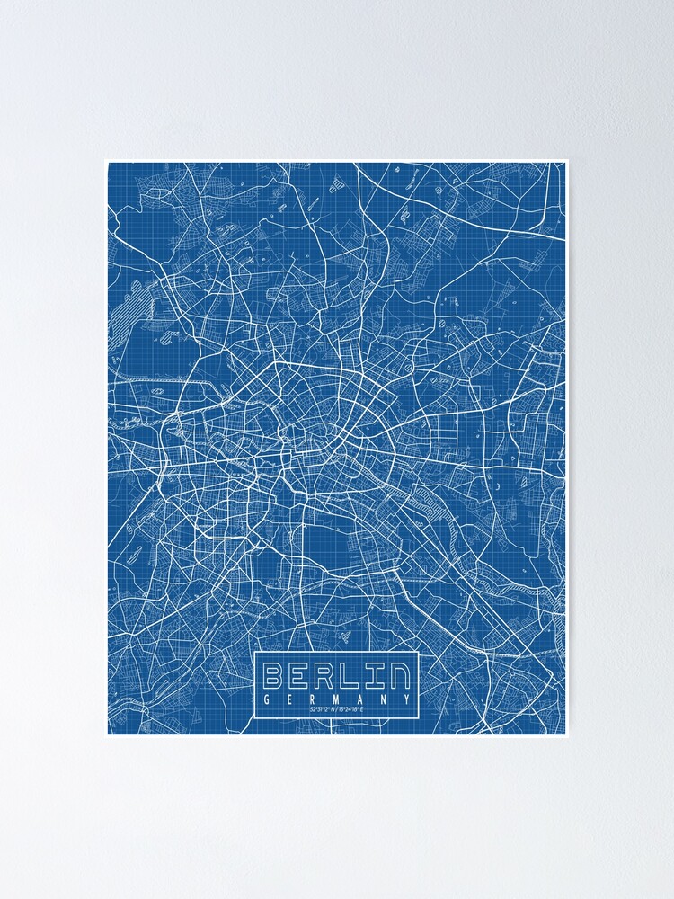 "Berlin City Map of Germany - Blueprint" Poster for Sale by deMAP ...