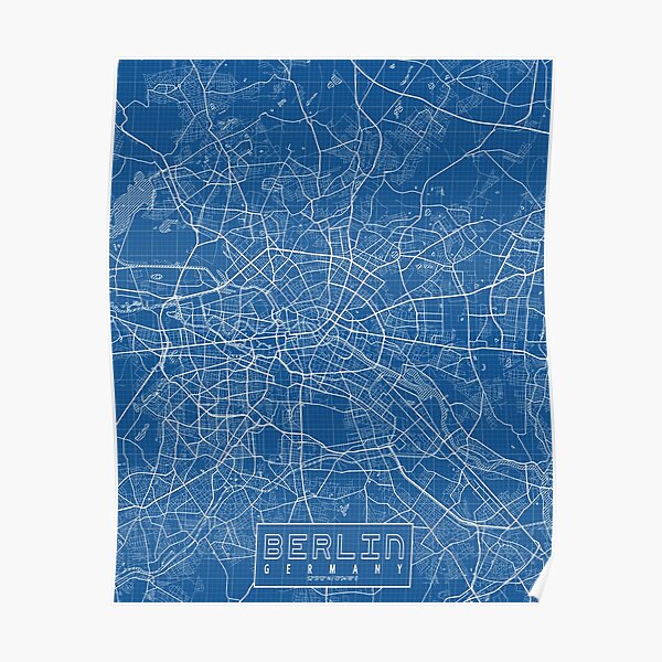 "Berlin City Map of Germany - Blueprint" Poster for Sale by deMAP ...