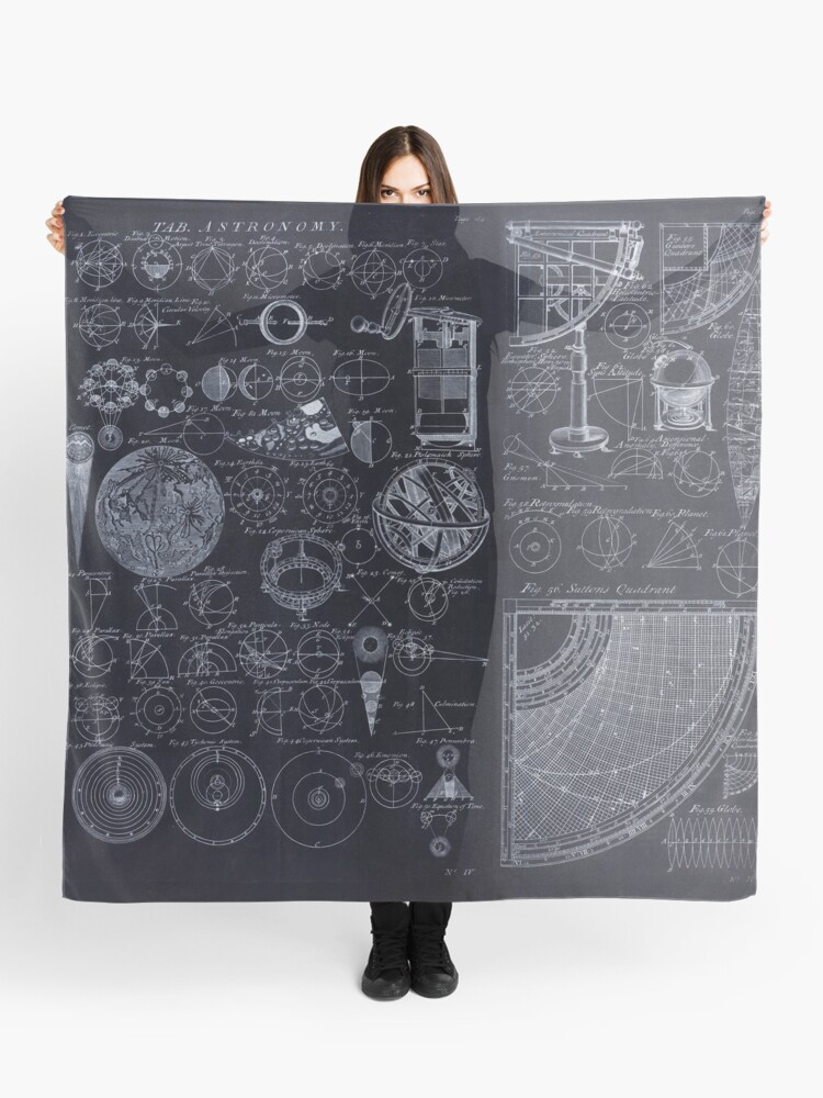 "Astronomy Blueprint Diagrams for mapping the night sky 1728" Scarf for ...
