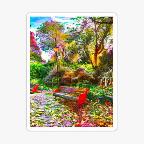 "Battersea park benches" Sticker for Sale by Lubellebubble20 | Redbubble