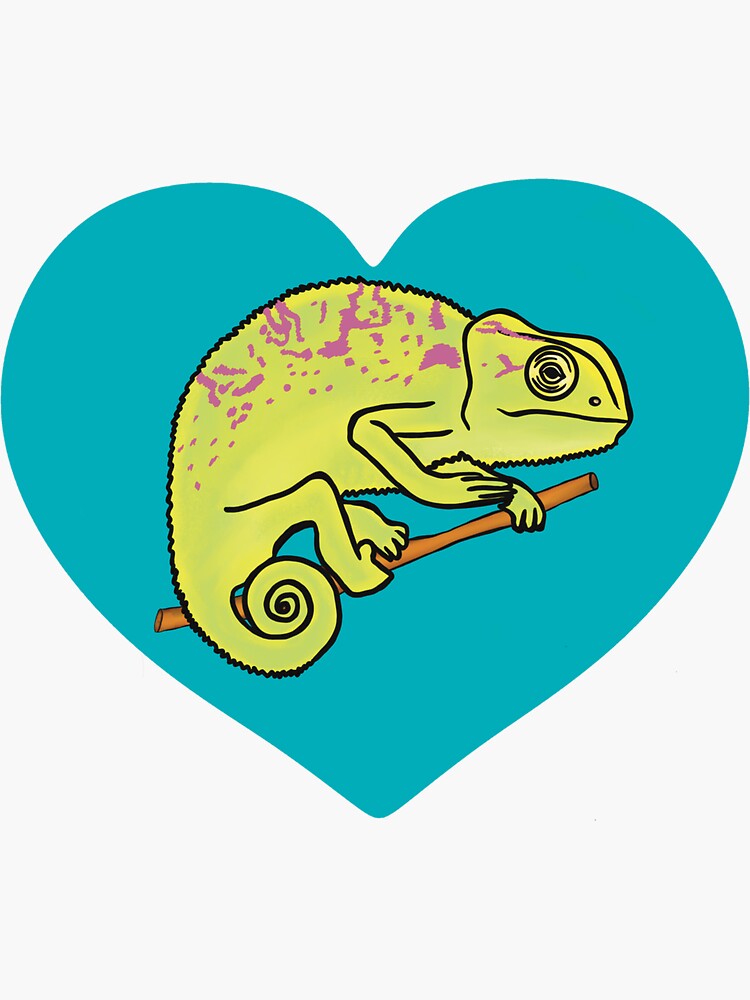 "Chameleon Heart for Chameleon Lovers, Blue Heart" Sticker for Sale by ...