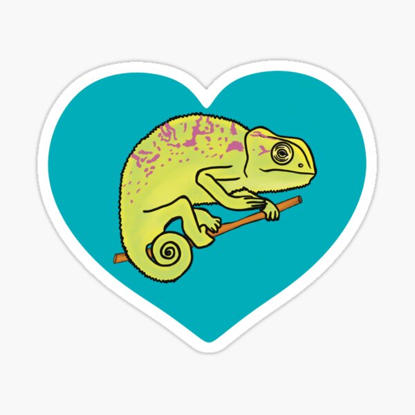 "Chameleon Heart for Chameleon Lovers, Blue Heart" Sticker for Sale by ...
