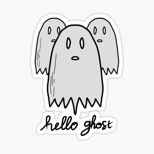 "Hello Ghost Hand Drawing" Sticker by MeAndDinosaur | Redbubble