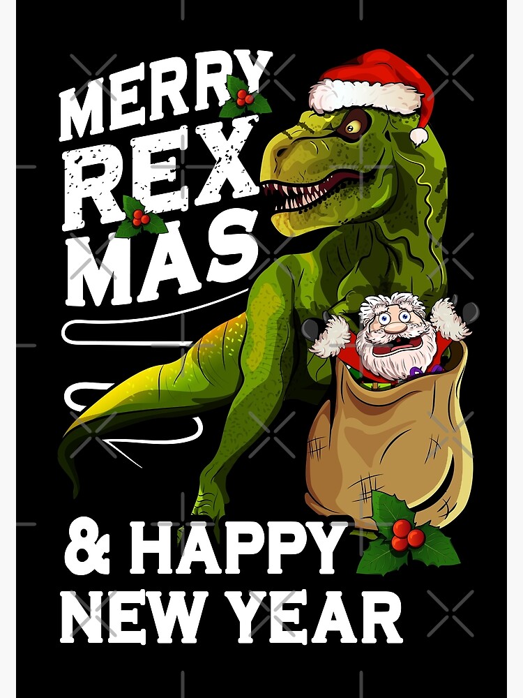 "T-Rex Merry Rex-mas - Dinosaur and Christmas lover gift - Black ...