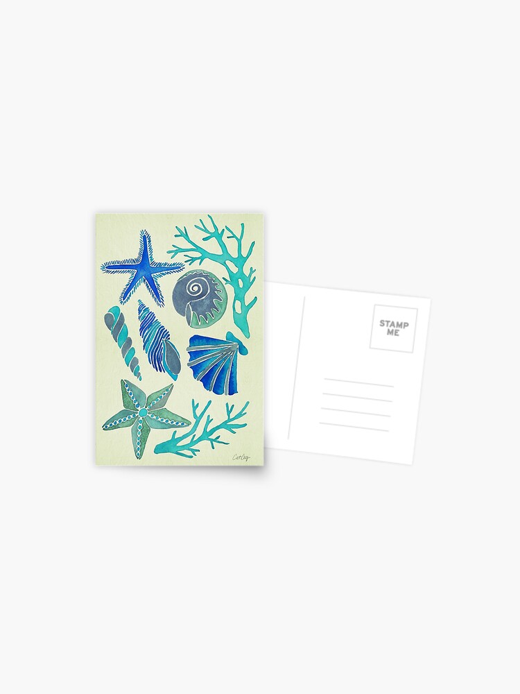 "Blue Seashells" Postcard for Sale by Cat Coquillette | Redbubble