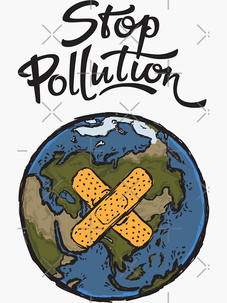 "Stop Pollution" Sticker for Sale by BeachHouseArt | Redbubble