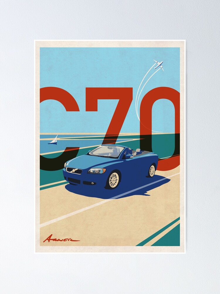 Póster «Obra de arte del coche C70 de estilo vintage - pre-lavado de ...