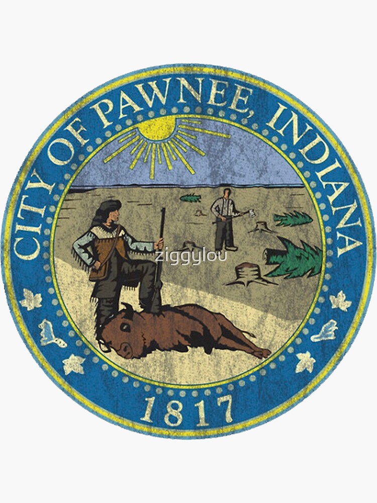 "City of Pawnee" Sticker for Sale by ziggylou | Redbubble