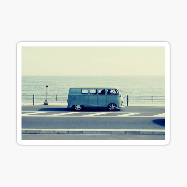 "retro blue car" Sticker by okarosa | Redbubble