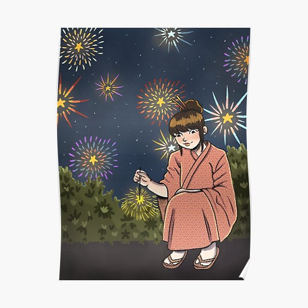 "Japanese Girl at Firework Festival " Poster for Sale by idenizturk ...