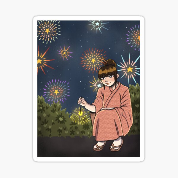"Japanese Girl at Firework Festival " Sticker for Sale by idenizturk ...