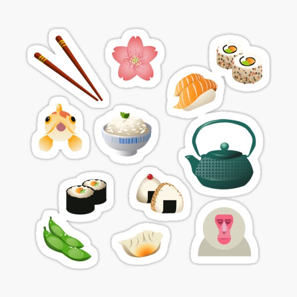 "Cute Japanese Sushi Sticker Pack" Sticker by VivtheFish | Redbubble