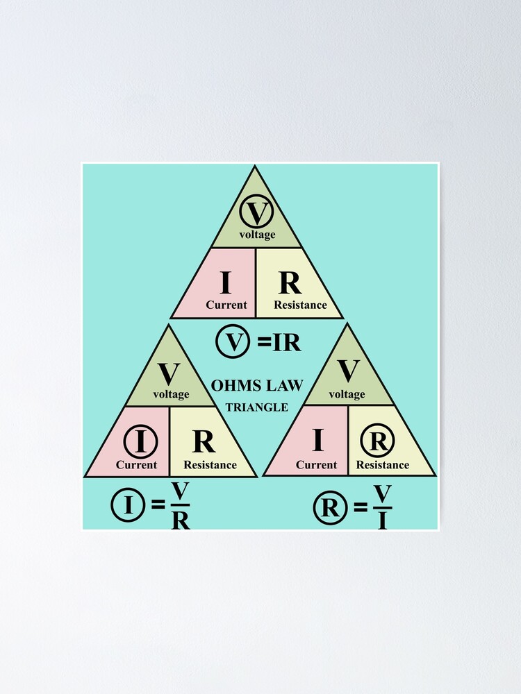 "Electrical ohms law formula Triangle for electrical engineering students and electricians and ...