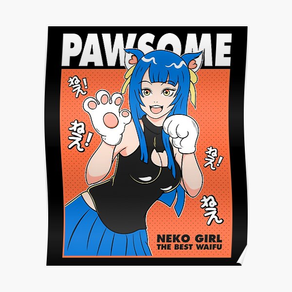 Japanese Anime Girl Cute Neko Cosplay Poster For Sale By Dnvankdesign Redbubble