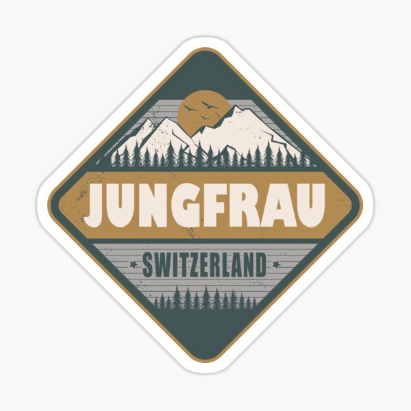 "Jungfrau Switzerland Vintage Hiking Design" Sticker by CynthiaGraphics ...