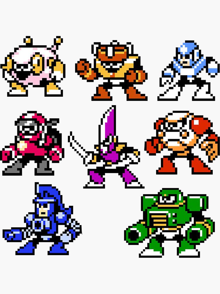 "Mega man 10 Robot masters 8 bit stickers Sticker" Sticker for Sale by ...