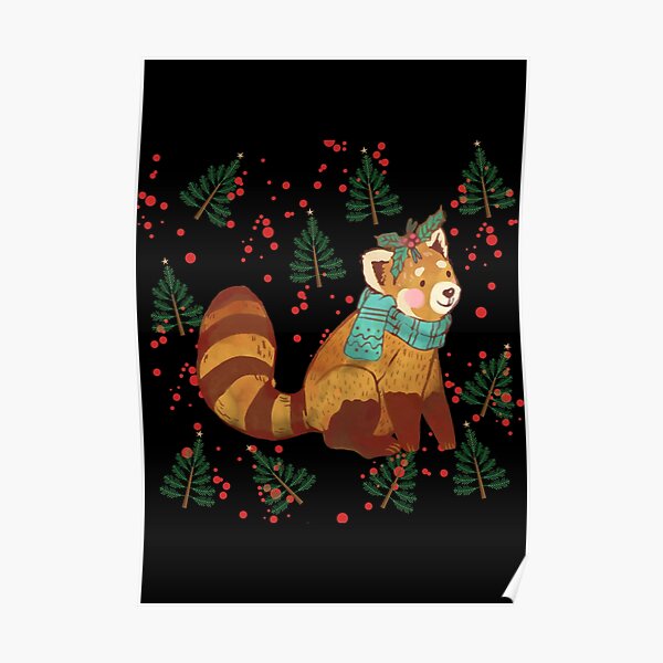 Póster «Navidad lindo panda rojo - lindo panda amigable con los ...