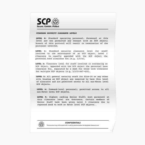 "SCP Foundation Document" Poster by Raildur | Redbubble