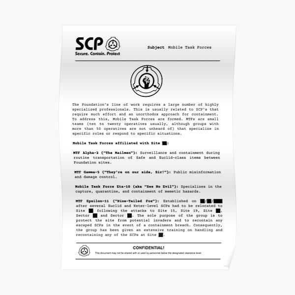 "SCP Foundation Document" Poster for Sale by Raildur | Redbubble