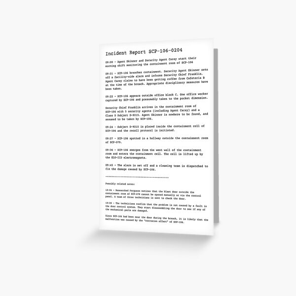 "SCP Foundation Document" Greeting Card for Sale by Raildur | Redbubble