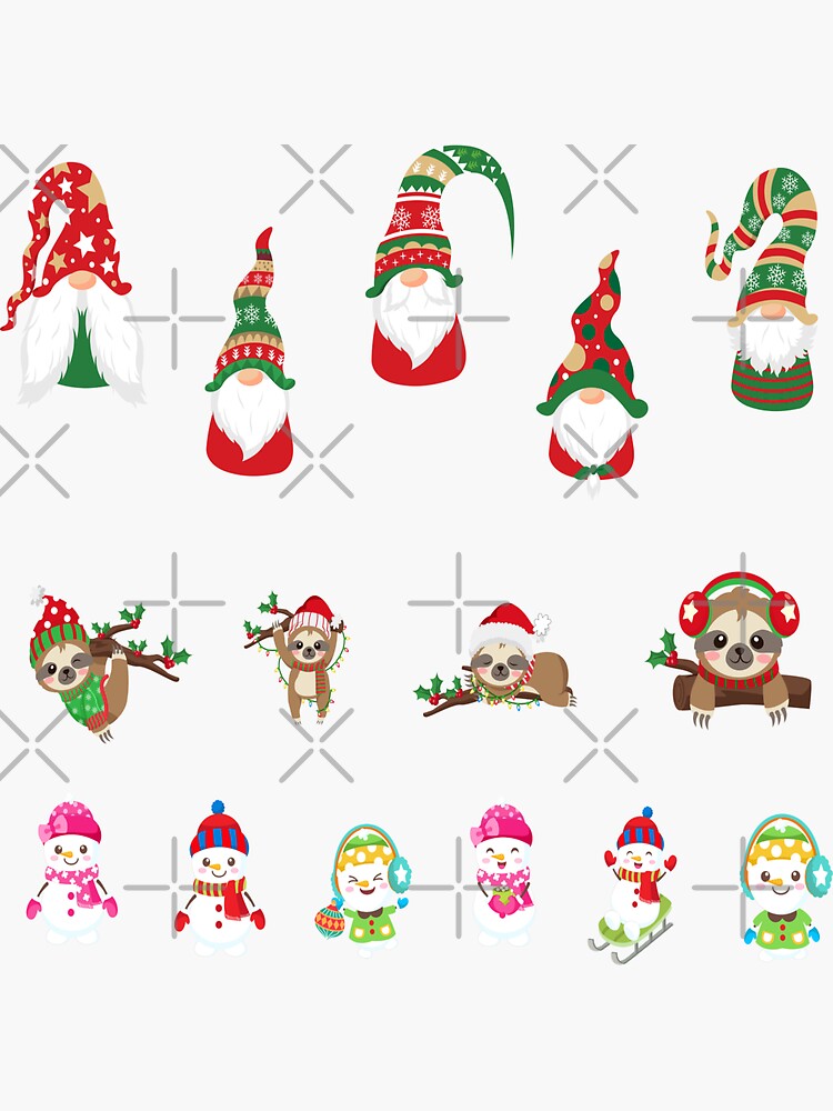 "Gnomes sloths snowmen" Sticker for Sale by pnkpopcorn | Redbubble