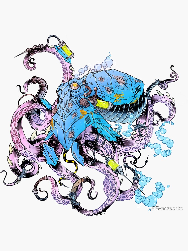 "New robot octopus design " Sticker for Sale by GS-artworks | Redbubble