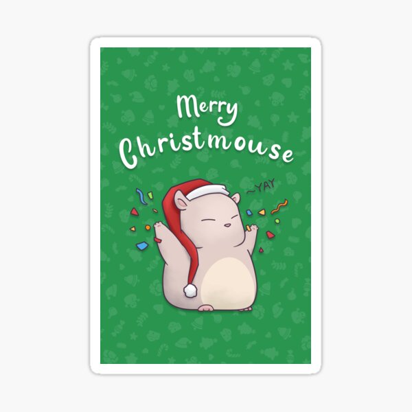 "Merry Christmouse Cute Mouse in Santa Hat" Sticker for Sale by ...
