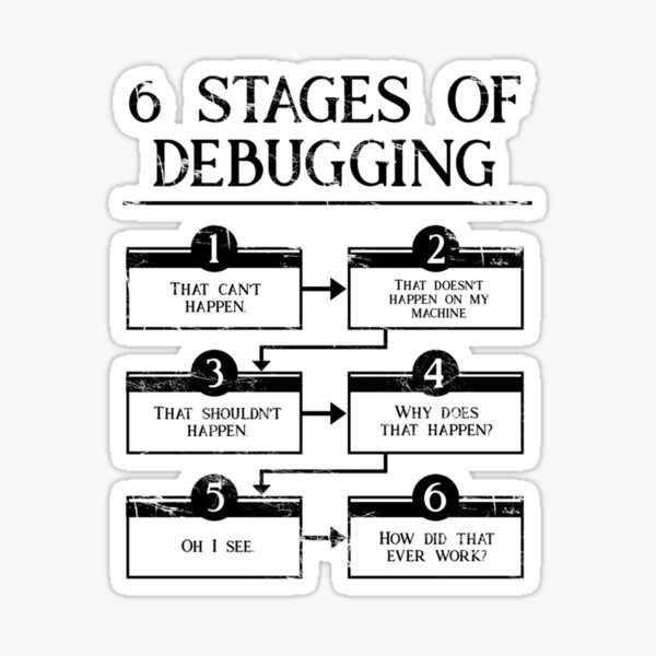 "6 Stages Of Debugging Classic" Sticker for Sale by DanaLeadbette ...