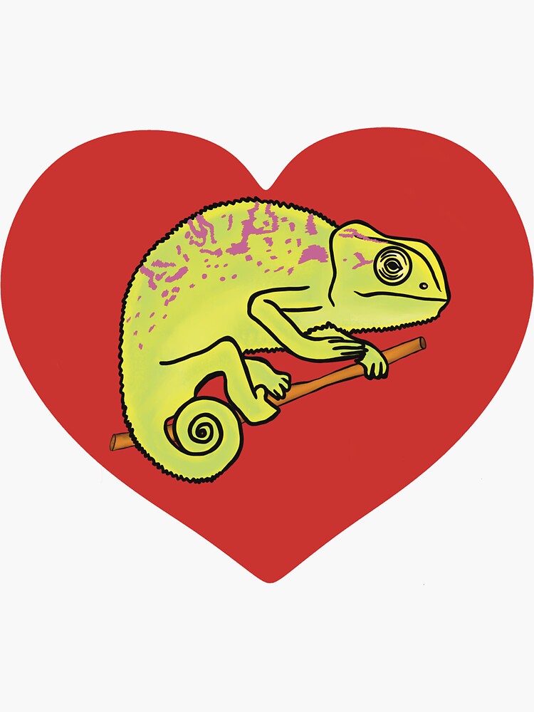 "Chameleon Heart for Chameleon Lovers, Red Heart" Sticker for Sale by ...