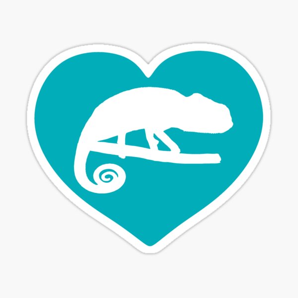 "Chameleon Heart Silhouette for Chameleon Lovers, Blue Heart" Sticker ...