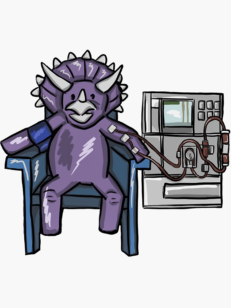 "Dinosaur getting Dialysis" Sticker for Sale by InclusiveDinos | Redbubble