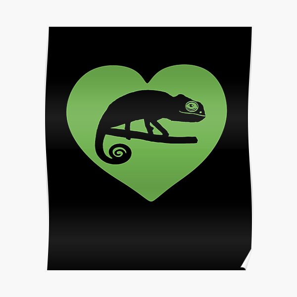 "Cute Chameleon Heart Silhouette for Chameleon Lovers, Green Heart ...