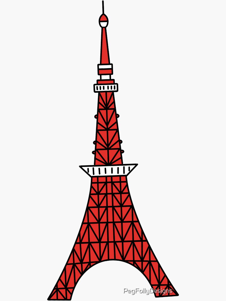"Tokyo tower" Sticker by PegFollyDesigns | Redbubble