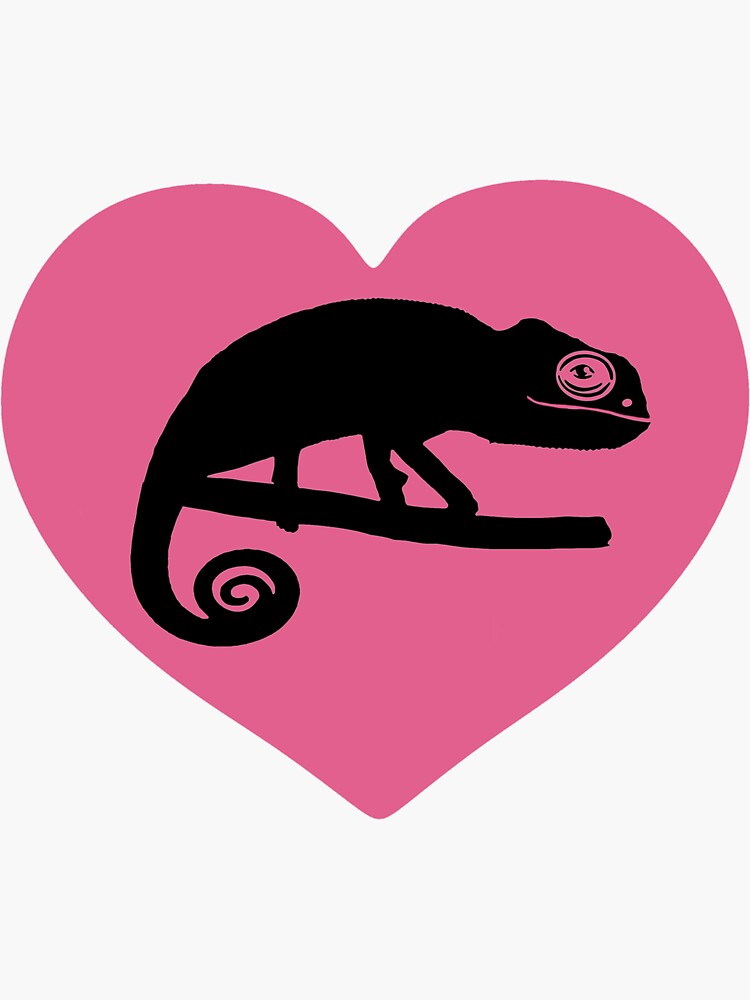 "Cute Chameleon Heart Silhouette for Chameleon Lovers, Pink Heart ...