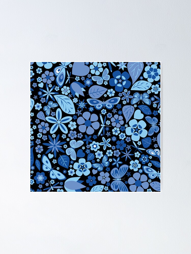 " Cute blue flowers" Poster by artbyrosse | Redbubble