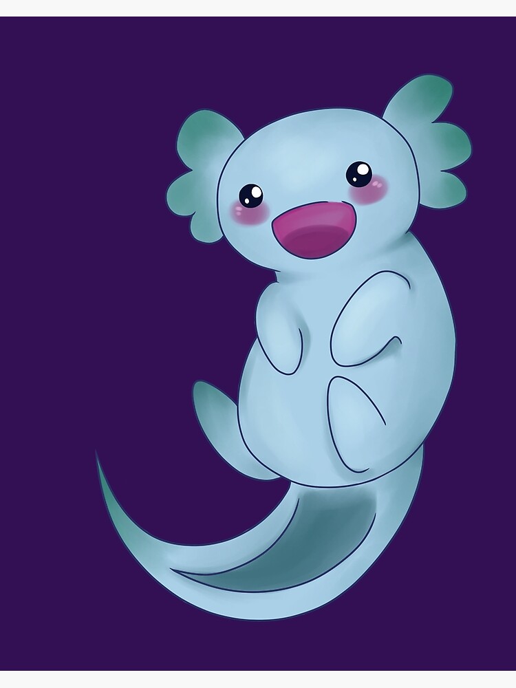 "Cute Cartoon Axolotl (Blue)" Art Board Print for Sale by CrypticK ...