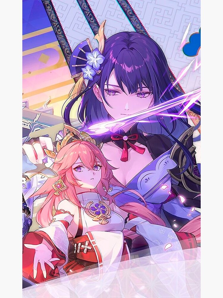 "Raiden Shogun and Yae Miko" Art Print by SpookyStore21 | Redbubble