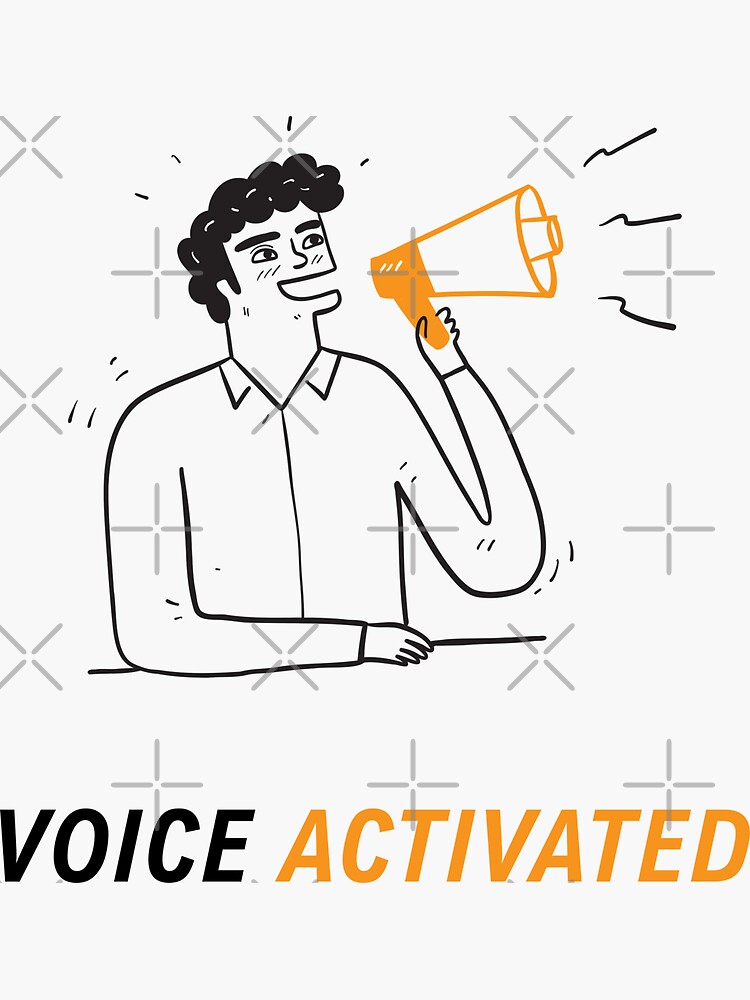 "Voice activated" Sticker for Sale by SpaceShopForYou | Redbubble