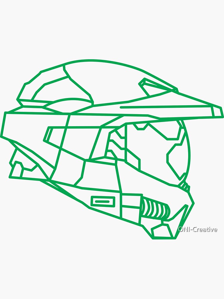 "Master Chief Helmet - Green Outline" Sticker for Sale by ONI-Creative ...
