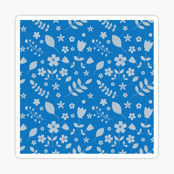 "Simple minimal floral silhouette white on blue pattern " Sticker for Sale by yasminepattern ...