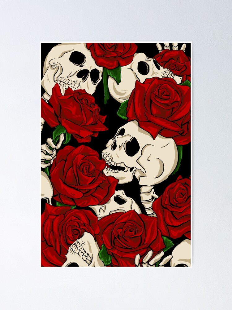 "Skull and Roses" Poster by hausbound | Redbubble