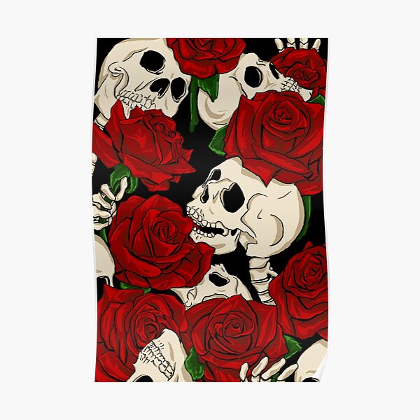 "Skull and Roses" Poster by hausbound | Redbubble
