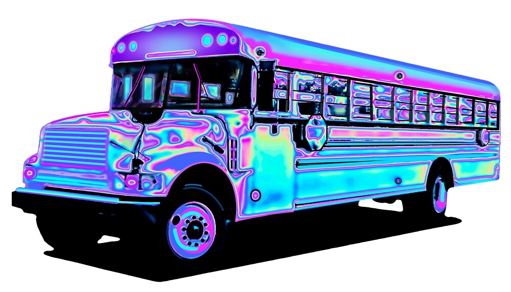 "Holographic Purple School Bus" by dinaaaaaah | Redbubble