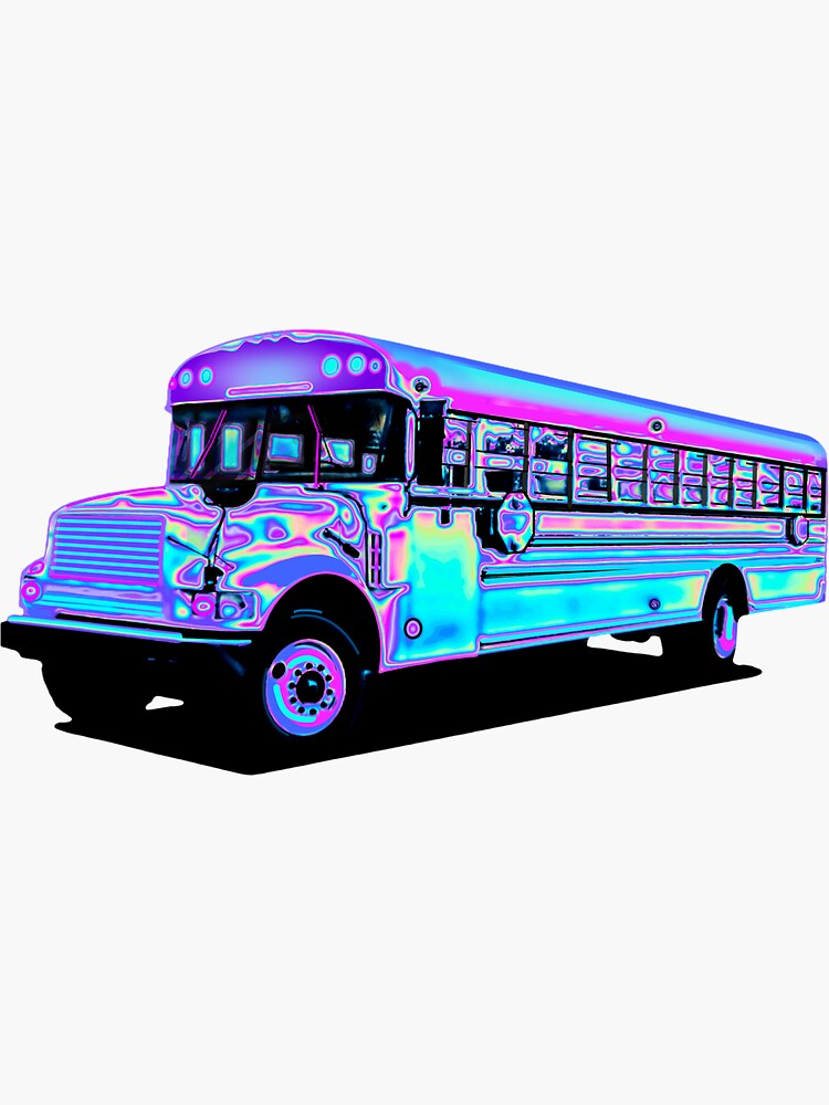 "Holographic Purple School Bus" Sticker for Sale by dinaaaaaah | Redbubble