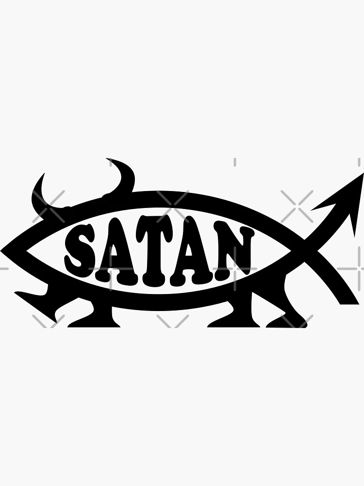 "Satan Black Darwin Evolve Evolution Fish Atheist Humanist Gift ...