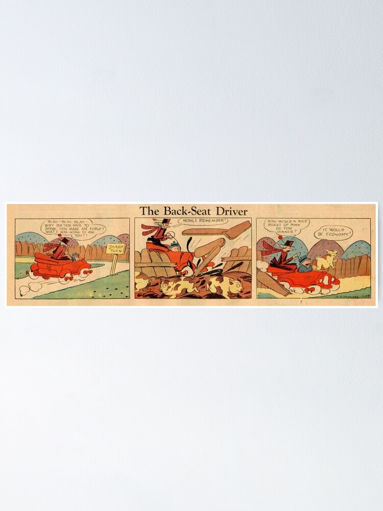 "Vintage Back Seat Driver Comic Strip print " Poster for Sale by ...