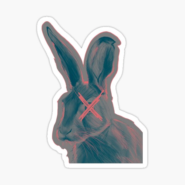 "Sketchy punk alt rabbit hare" Sticker for Sale by Seventhtail | Redbubble